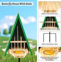 China Breathable Wooden Butterfly House with Metal Stake Attract Butterflies to Your Garden for sale