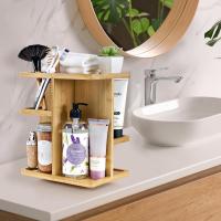 China Versatile Makeup Organizer Bamboo Wood Make Up Storage Carousel for Skin Care Load ≤5kg for sale