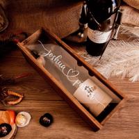 China Personalised Housewarming Gift Engraved Clear Acrylic Lid Rustic Pine Wood Wine Box for sale