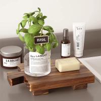 China Vegetable Oil Material Wooden Pedestal Stand Display Tray Customized Logo Acceptable for sale