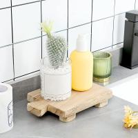China Vegetable Oil Material Wooden Pedestal Stand Display Tray Customized Logo Acceptable for sale