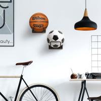 China Living Room Furniture Multi Sports Ball Storage Rack with Burnt Wood Wall Mount Backing for sale