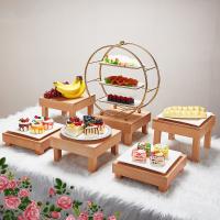 China Accepeted OEM ODM 25x39cm Oak Wood Biscuit Cake Dessert Stand for Afternoon Tea Time for sale