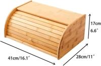 China Silk-Screen Printed Bamboo Wooden Kitchen Bread Holder with Double Roll Top Lid for sale