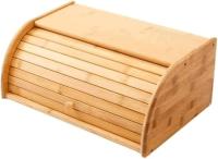 China Silk-Screen Printed Bamboo Wooden Kitchen Bread Holder with Double Roll Top Lid for sale