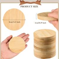 China Customized Kitchen Square Round Tea Cup Pads Set Bamboo Wood Coasters with Printing for sale