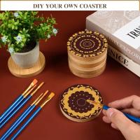 China Customized Kitchen Square Round Tea Cup Pads Set Bamboo Wood Coasters with Printing for sale