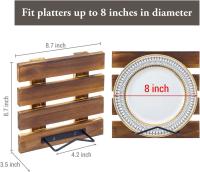 China Custom size Rustic Burnt Solid Wood and Black Metal Wire Wall Mounted Plate Display Rack for sale