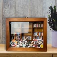 China Wooden Mini Book Matchbox Display Bookshelf Cabinet Contemporary Design for Home Decor for sale