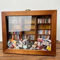China Wooden Mini Book Matchbox Display Bookshelf Cabinet Contemporary Design for Home Decor for sale