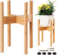 China Adjustable Bamboo Wood Plant Stand Ideal for 8 10 and 12 Inches Pots and Flower Vases for sale