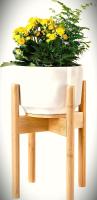 China Adjustable Bamboo Wood Plant Stand Ideal for 8 10 and 12 Inches Pots and Flower Vases for sale