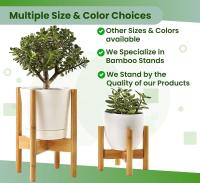 China Adjustable Bamboo Wood Plant Stand Ideal for 8 10 and 12 Inches Pots and Flower Vases for sale