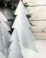 China High Quantity Set of 3 Christmas Decor White Wood Trees for Winter Tiered Tree by OEM for sale
