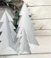 China High Quantity Set of 3 Christmas Decor White Wood Trees for Winter Tiered Tree by OEM for sale