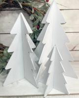China High Quantity Set of 3 Christmas Decor White Wood Trees for Winter Tiered Tree by OEM for sale