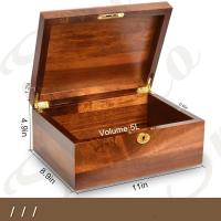 China Hand-Crafted Solid Acacia Wooden Storage Box With Hinged Lid Ideal for Gift Packaging for sale
