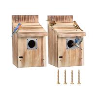 China Customized Logo Acceptable 2 Pack Cedar Bluebird Box Houses for Outside for sale