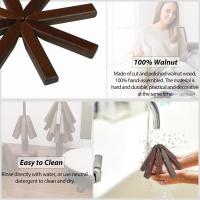 China Customized Logo Acceptable Wooden Black Walnut Trivet Set for Hot Dishes and Pots for sale