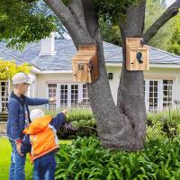 China Customized Logo Acceptable 2 Pack Cedar Bluebird Box Houses for Outside for sale