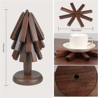 China Customized Logo Acceptable Wooden Black Walnut Trivet Set for Hot Dishes and Pots for sale