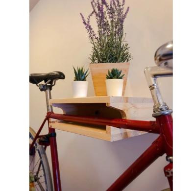 China Wooden Bicycle Wall Mount Hanger with Customized Logo Bike Holder Stand and Shelf for sale