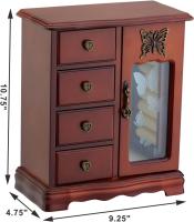 China Pine Wood Color 4-Drawer Wooden Jewelry Box for Ring Storage and Makeup Organization for sale