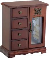 China Pine Wood Color 4-Drawer Wooden Jewelry Box for Ring Storage and Makeup Organization for sale