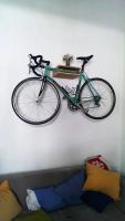 China Wooden Bicycle Wall Mount Hanger with Customized Logo Bike Holder Stand and Shelf for sale