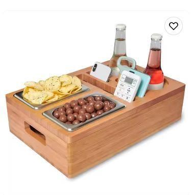 China Gift Package Removeable Lid Design Cup And Drink Holder With Snack Tray For Middle Of Couch for sale