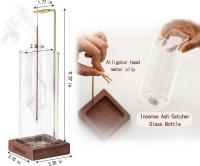 China Environmental Wooden Incense Holder with Glass Ash Catcher Anti-Ash Incense Burner for sale
