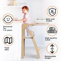 China Customized Logo Acceptable Wooden Kitchen Step Stool Helper Standing Tower for Toddlers for sale