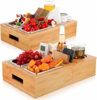 China Gift Package Removeable Lid Design Cup And Drink Holder With Snack Tray For Middle Of Couch for sale