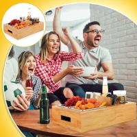 China Gift Package Removeable Lid Design Cup And Drink Holder With Snack Tray For Middle Of Couch for sale