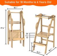 China Customized Logo Acceptable Wooden Kitchen Step Stool Helper Standing Tower for Toddlers for sale
