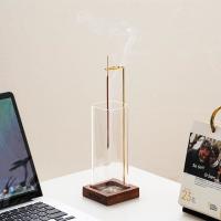 China Environmental Wooden Incense Holder with Glass Ash Catcher Anti-Ash Incense Burner for sale