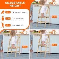 China Customized Logo Acceptable Wooden Kitchen Step Stool Helper Standing Tower for Toddlers for sale
