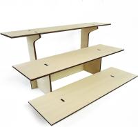 China Glossy Lamination 3-Tier Straight Wooden Retail Table Display Rack Stand with Shelves for sale