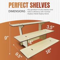 China Glossy Lamination 3-Tier Straight Wooden Retail Table Display Rack Stand with Shelves for sale