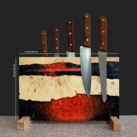 China Custom Order Wooden Epoxy Resin Magnetic Knife Set Block Stand Universal Knife Holder for sale