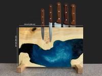 China Custom Order Wooden Epoxy Resin Magnetic Knife Set Block Stand Universal Knife Holder for sale