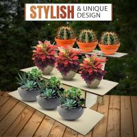 China Glossy Lamination 3-Tier Straight Wooden Retail Table Display Rack Stand with Shelves for sale