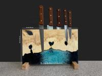 China Custom Order Wooden Epoxy Resin Magnetic Knife Set Block Stand Universal Knife Holder for sale
