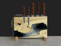 China Custom Order Wooden Epoxy Resin Magnetic Knife Set Block Stand Universal Knife Holder for sale