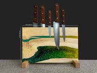 China Custom Order Wooden Epoxy Resin Magnetic Knife Set Block Stand Universal Knife Holder for sale