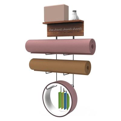 China Wood Floating Shelves Yoga Mat Holder Wall Mount for Home Gym Equipment and NO Folded for sale