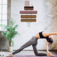 China Wood Floating Shelves Yoga Mat Holder Wall Mount for Home Gym Equipment and NO Folded for sale