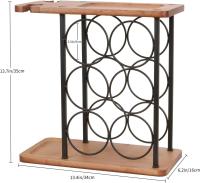 China Embossed Wooden Countertop Wine Rack with Tray Handmade Holds 6 Bottles and 2 Glasses for sale