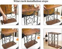 China Embossed Wooden Countertop Wine Rack with Tray Handmade Holds 6 Bottles and 2 Glasses for sale
