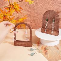 China Custom Order Accepted Wooden Arch Shaped Earring Display Stand with Coconut Base for sale